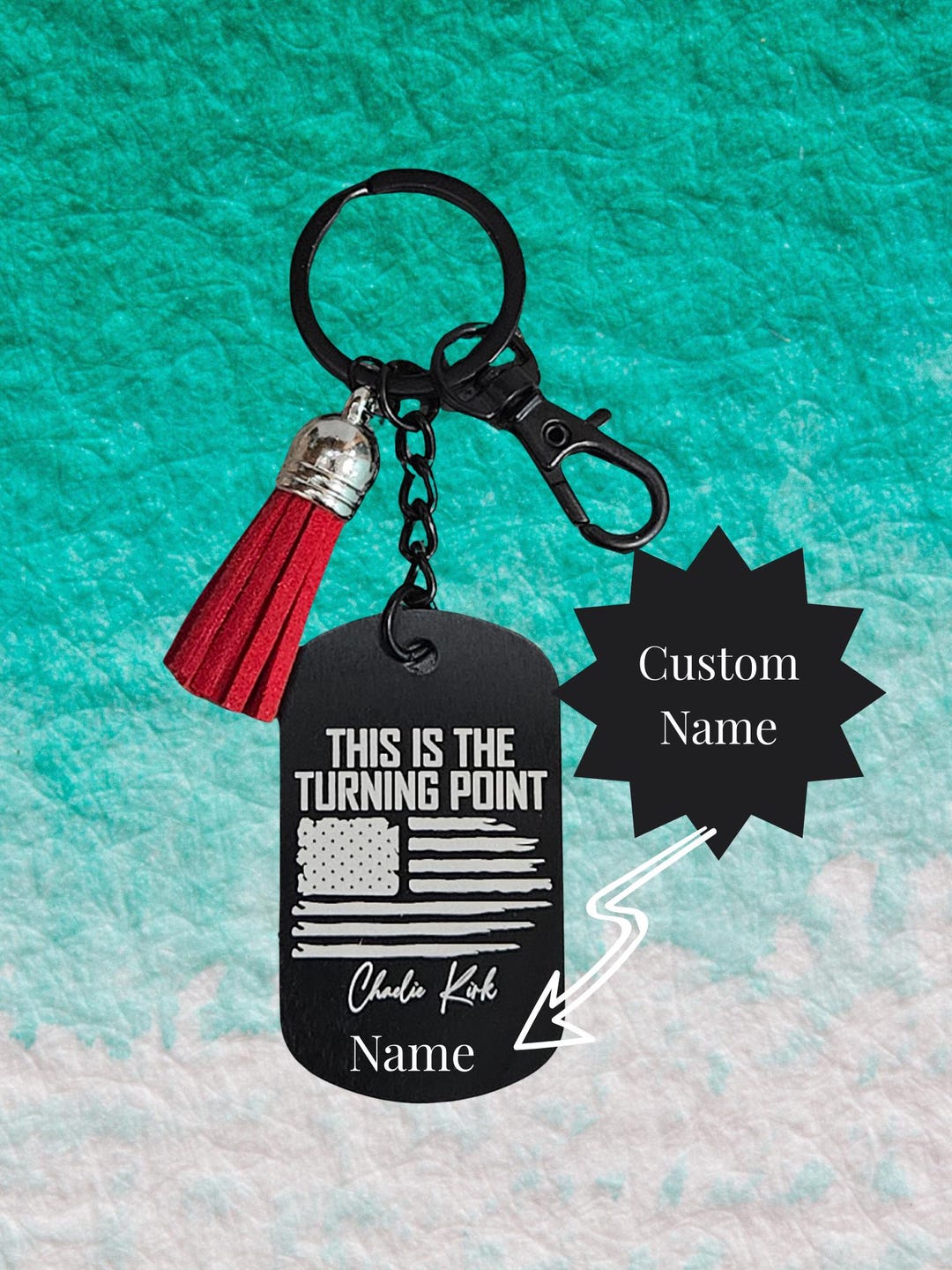 Charlie Kirk Turning Point Keychain: Laser Engraved Aluminum With ...