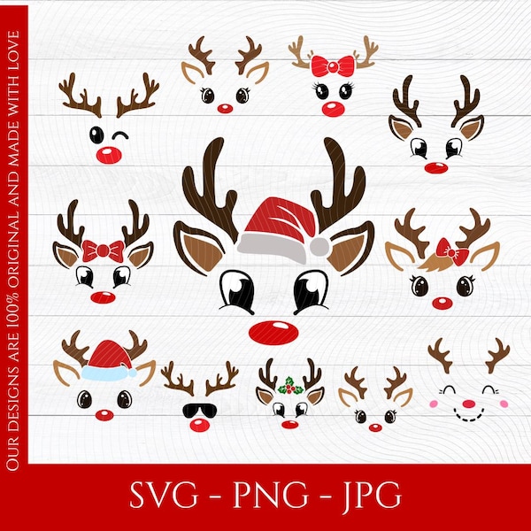 Reindeer Face Girl Svg - Etsy UK