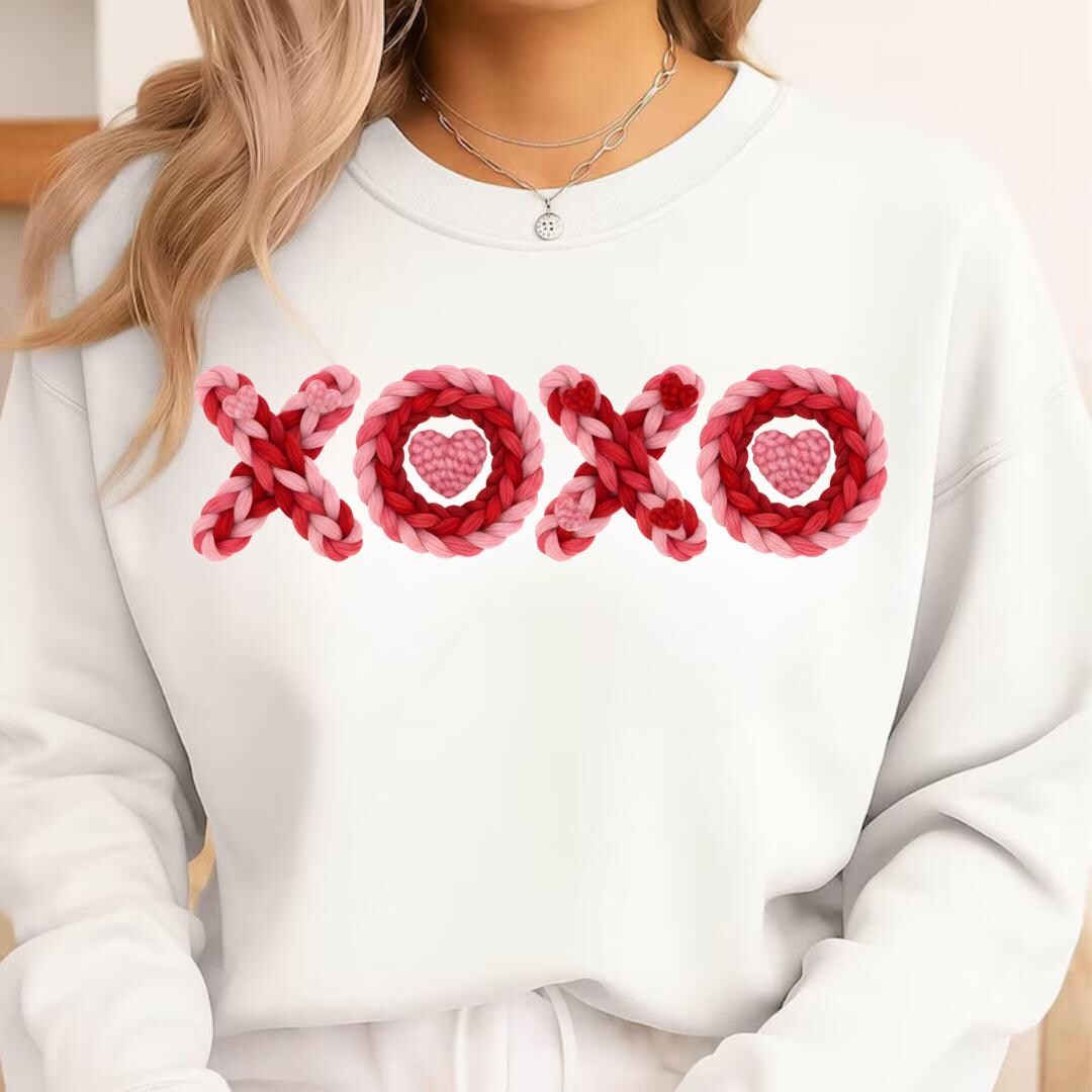 XOXO Valentine PNG | Knitted Yarn Texture, Sublimation Design (digital ...