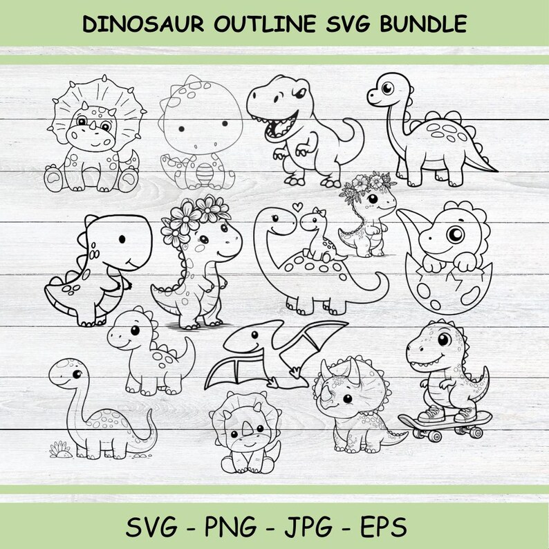 Dinosaur PNG Bundle | Cute Dino Clipart Set | SVG PNG Files for Kids ...