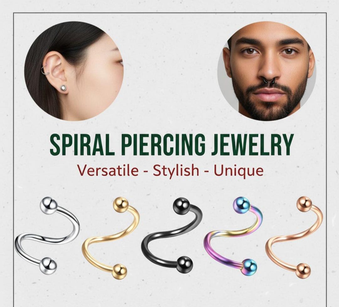 Spiral Barbell Septum Earring | Surgical Steel Twisted Helix Hoop | 16G ...