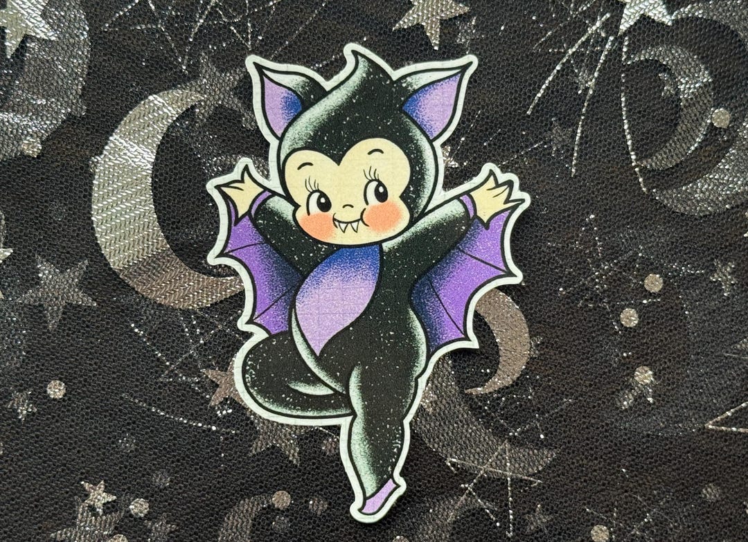 Bat Kewpie Sticker | Sticker Decal, Vintage Baby Doll, Spooky Sticker ...