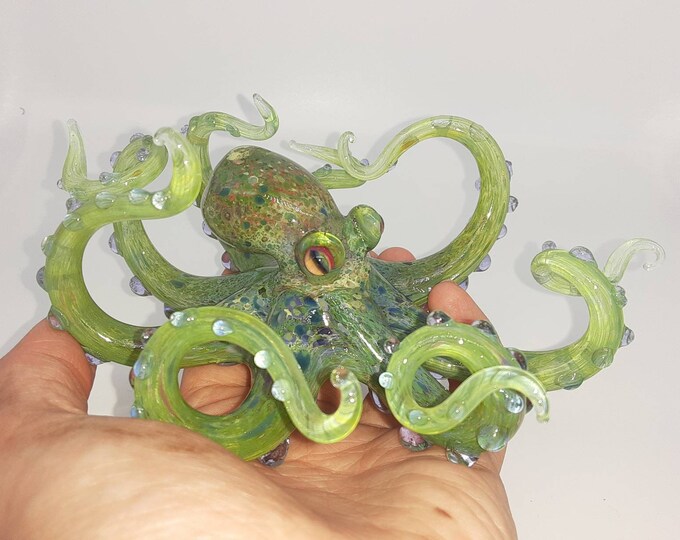 Green Blown Glass Octopus Sculpture - Etsy