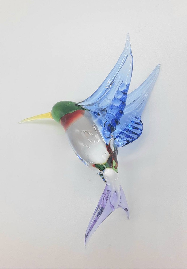 Glass Humming Bird Ornament With Blue Wings - Etsy