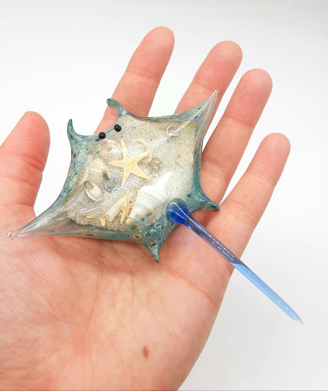 Blown Glass Sting Ray Figurine Blue - Etsy