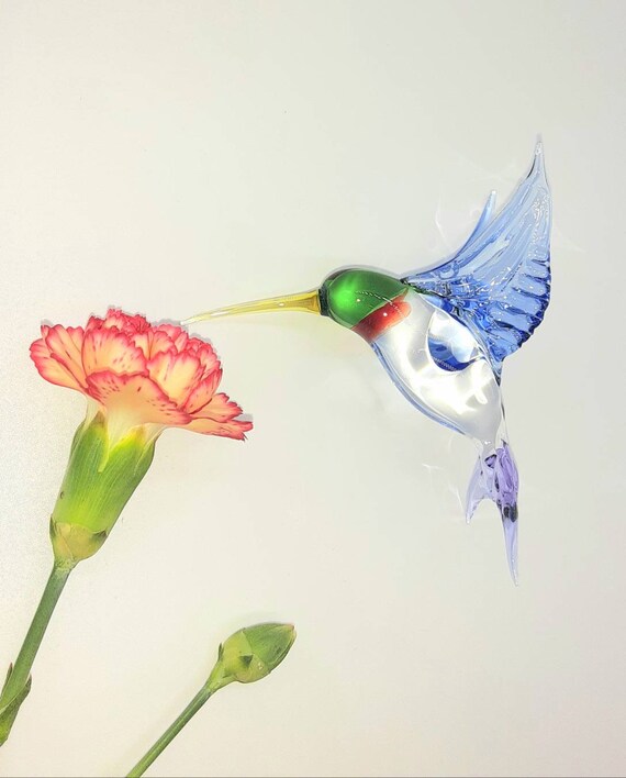 Glass Humming Bird Ornament With Blue Wings - Etsy