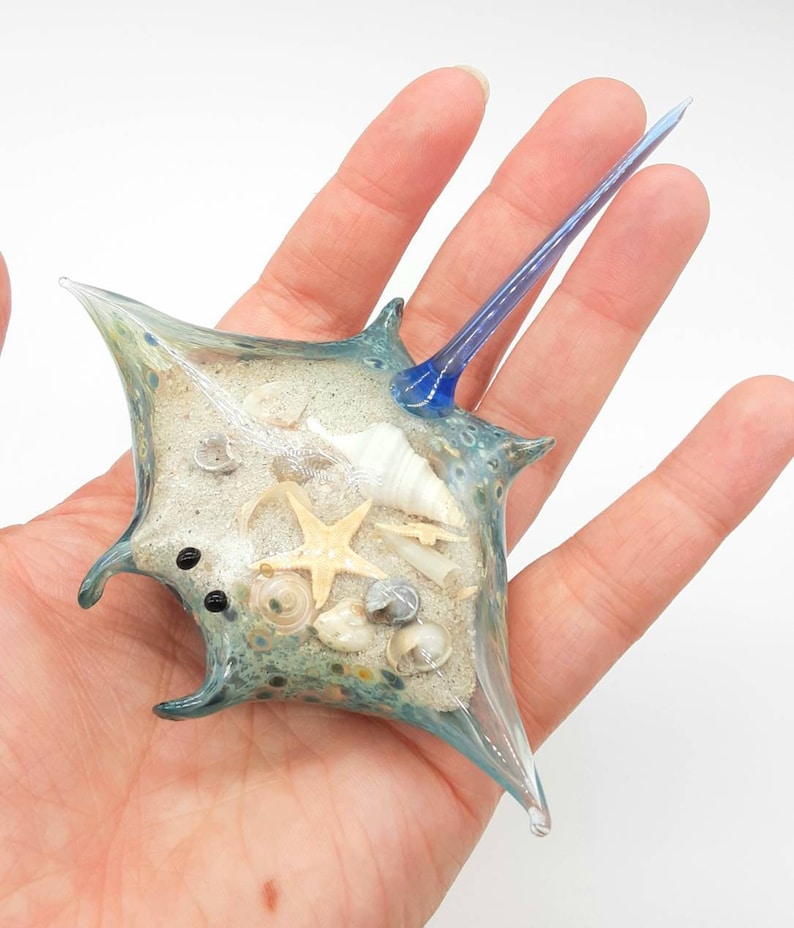 Blown Glass Sting Ray Figurine Blue - Etsy