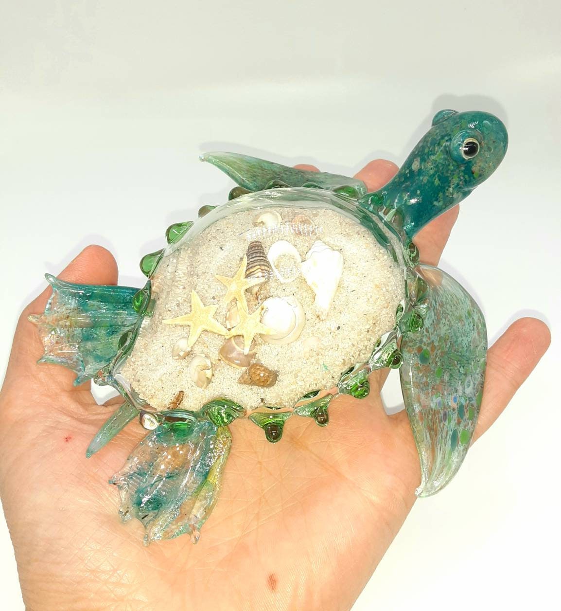 Home & Living Glass Sea Turtle Paperweight Blown Glass Turtle Figurine ...