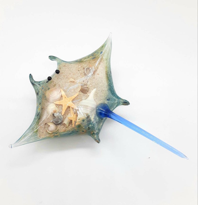 Blown Glass Sting Ray Figurine Blue - Etsy