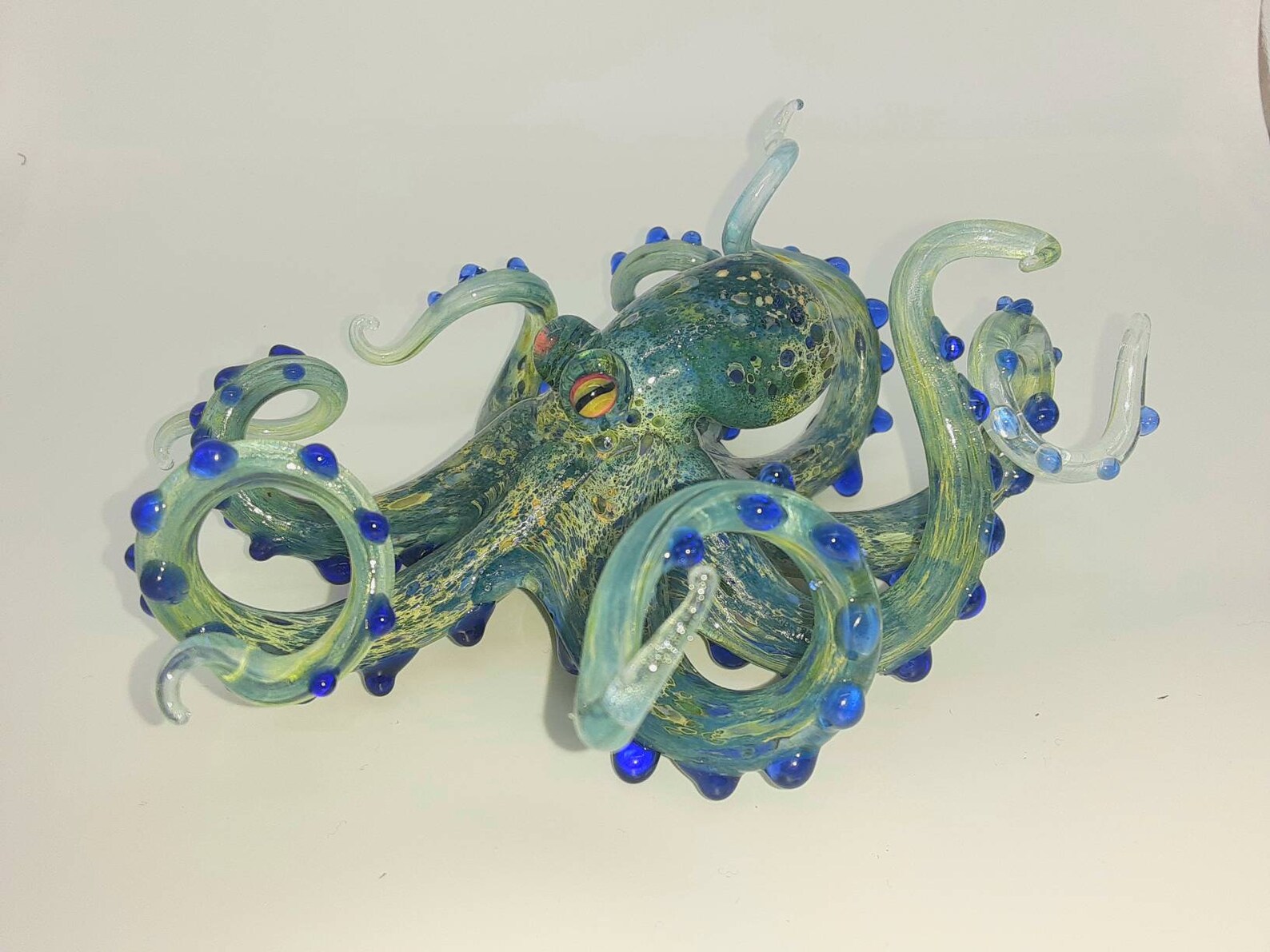 Blue Blown Glass Octopus Sculpture - Etsy