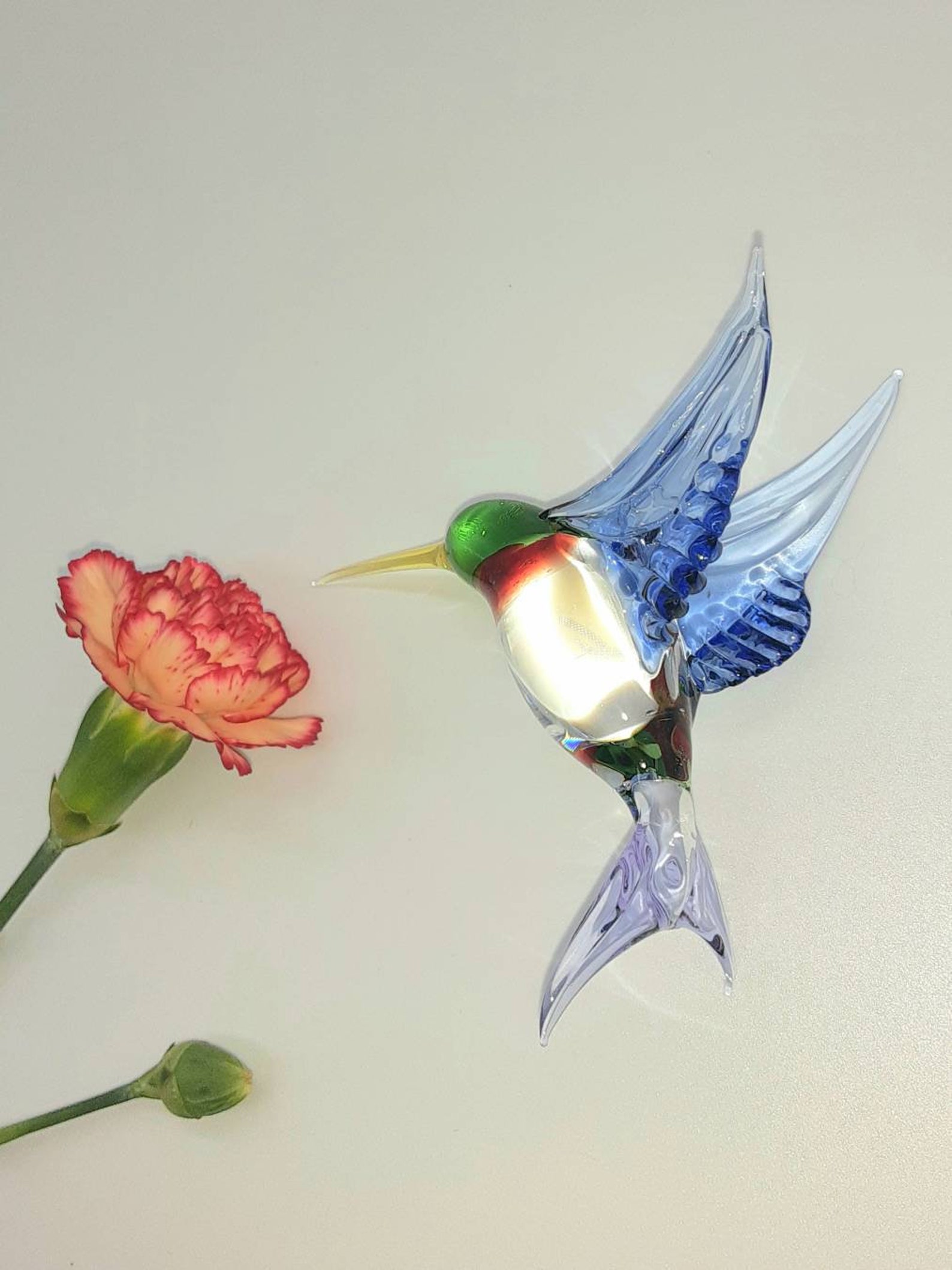 Glass Humming Bird Ornament With Blue Wings - Etsy