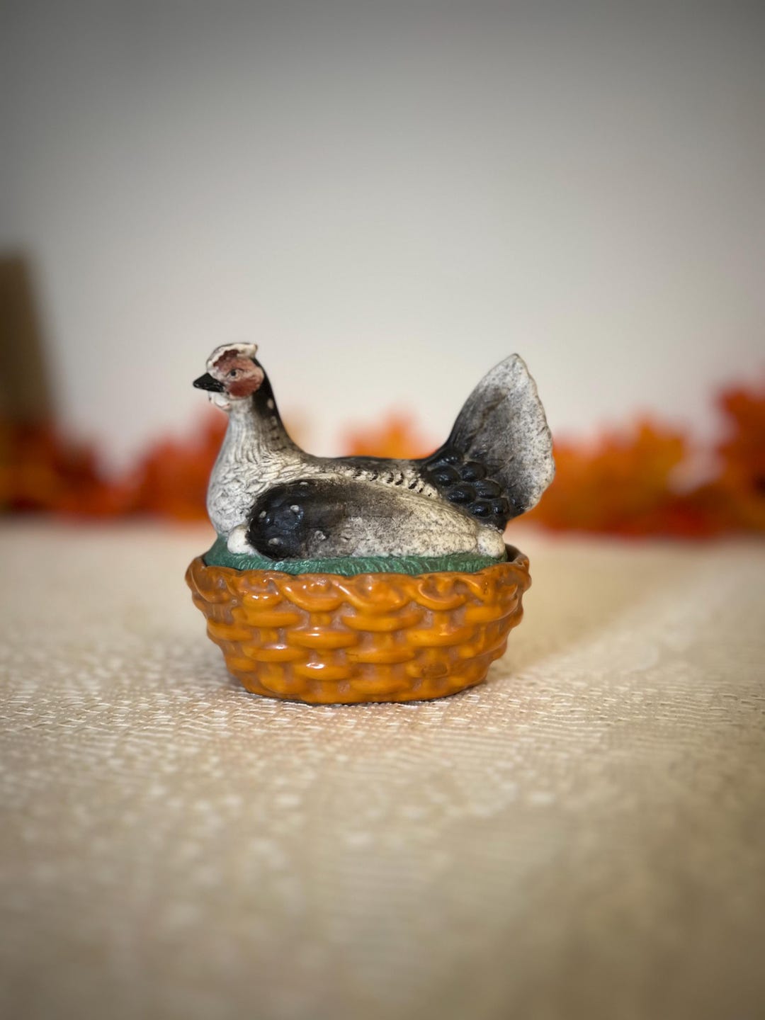 Antique Ceramic Hen on Nest — 4 Inches — Hand-painted, Two-piece Dish ...