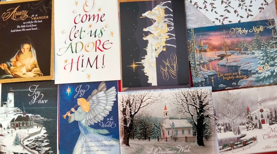 Religious Christmas Cards 30 Assortment Churches, Angels Nativity ...