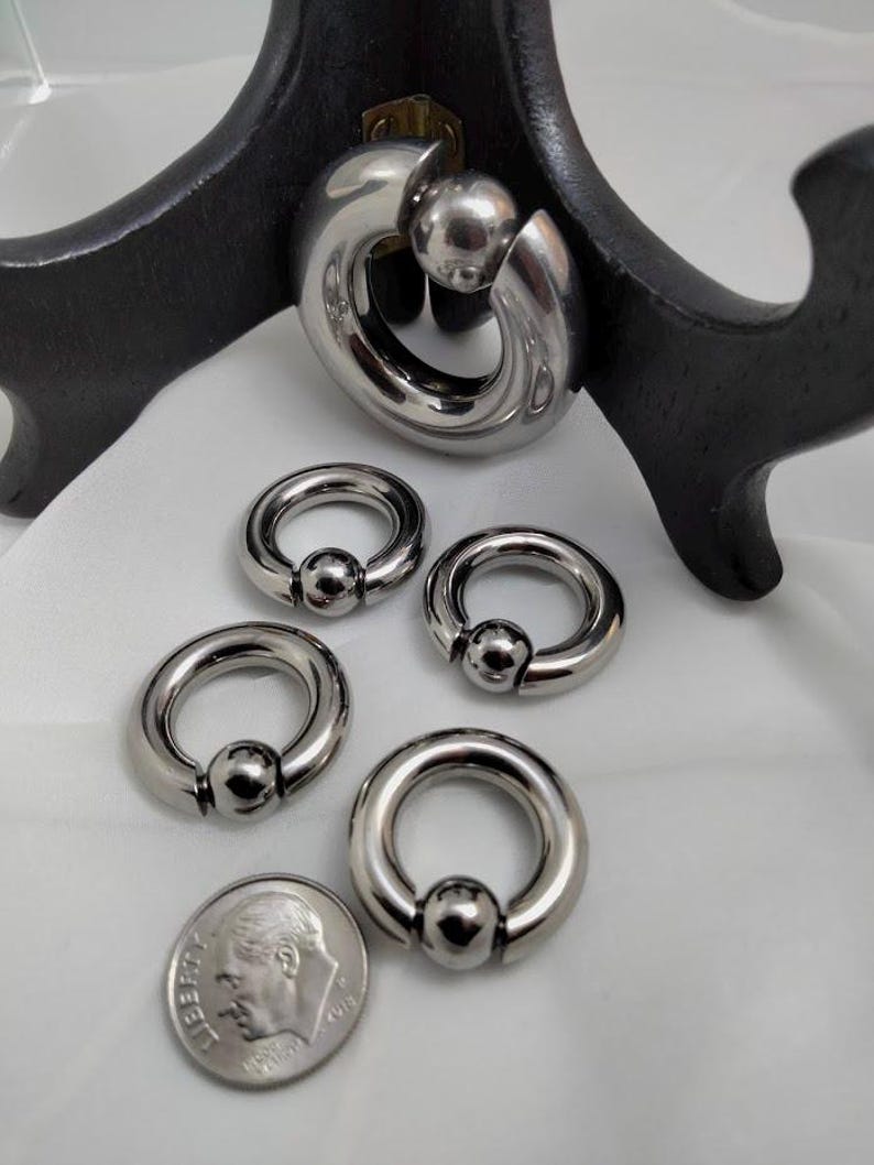 CBR Large Gauge 316L Captive Bead Ring: Spring-loaded Ear Weight ...