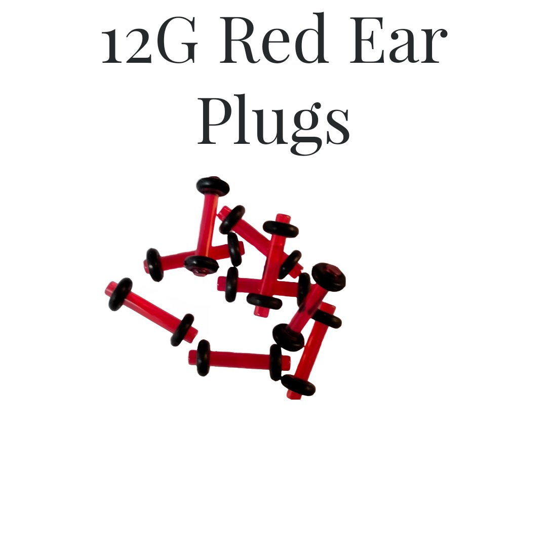 12G Body Jewelry Retainer Acrylic Red Plugs Ear Lobe Stretchers for ...