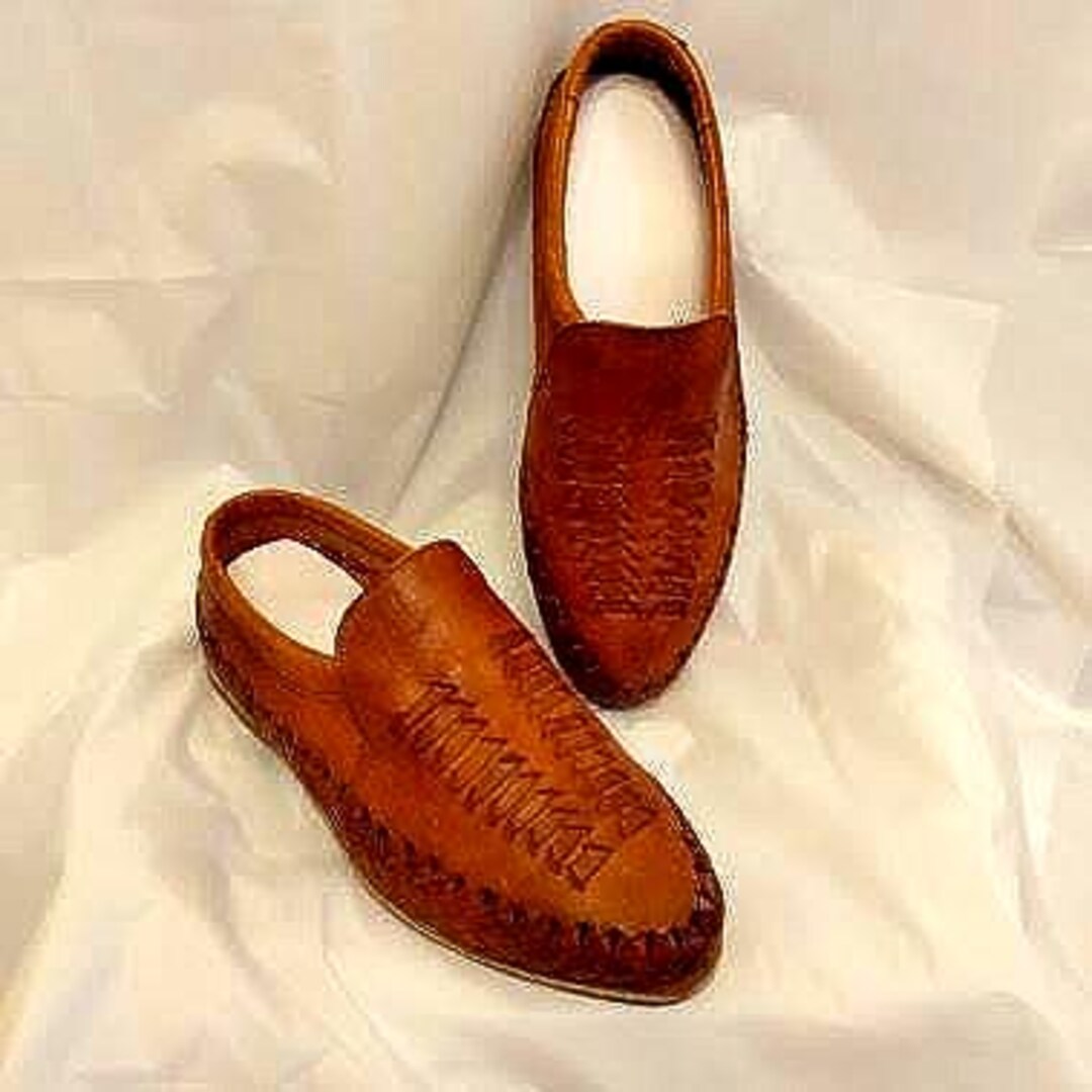 Aztec Vintage Handwoven Leather Loafers – Men's Size 6 Made in Mexico ...