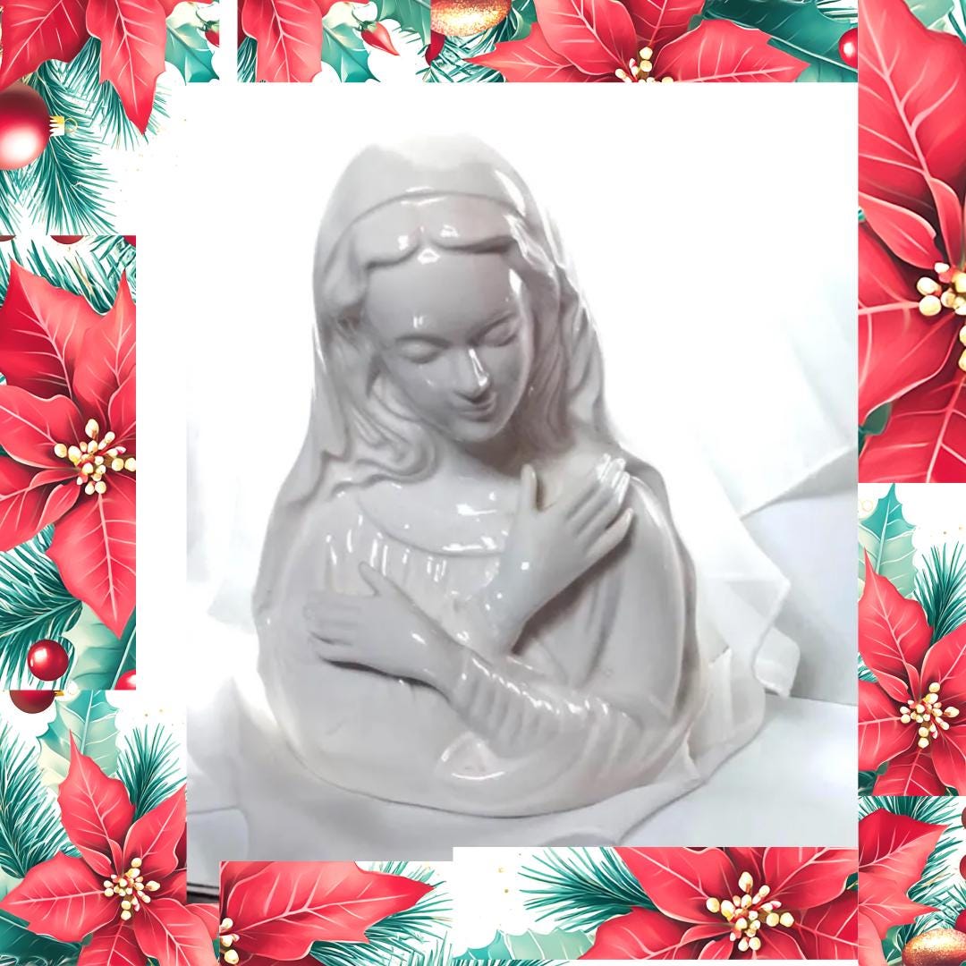Vintage Virgin Mary Ceramic Planter Vase – 1950s Religious Centerpiece ...