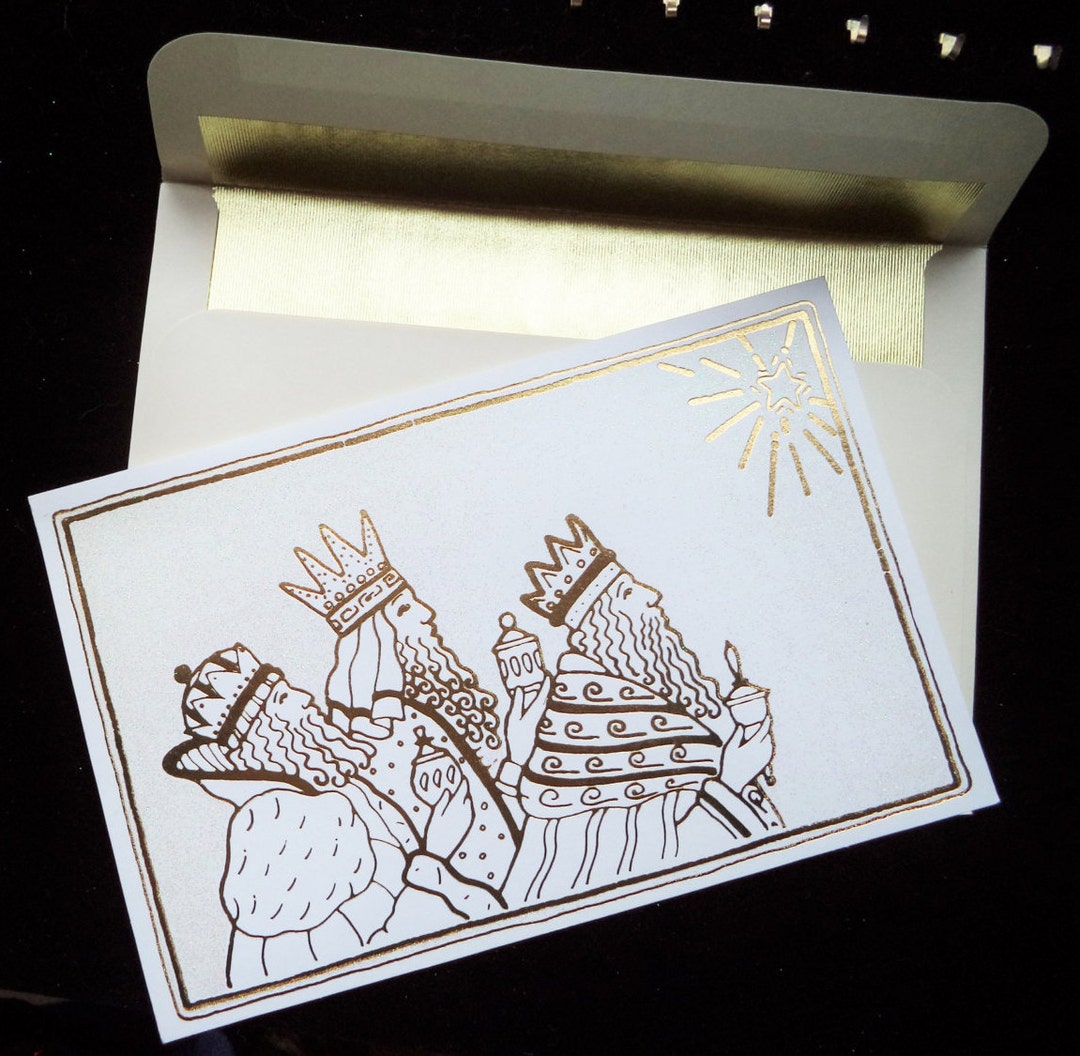 Three Wise Men Vintage Christmas Card Gold Foil Envelope, USA Made - Etsy