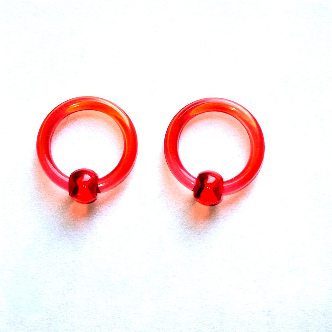Red Captive Bead Ring, 10G, UV, 9/16"-5/8" Diameter, Body Piercing ...