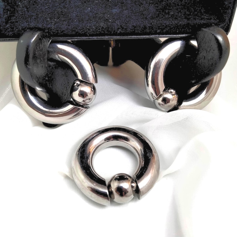 CBR Large Gauge 316L Captive Bead Ring: Spring-loaded Ear Weight ...
