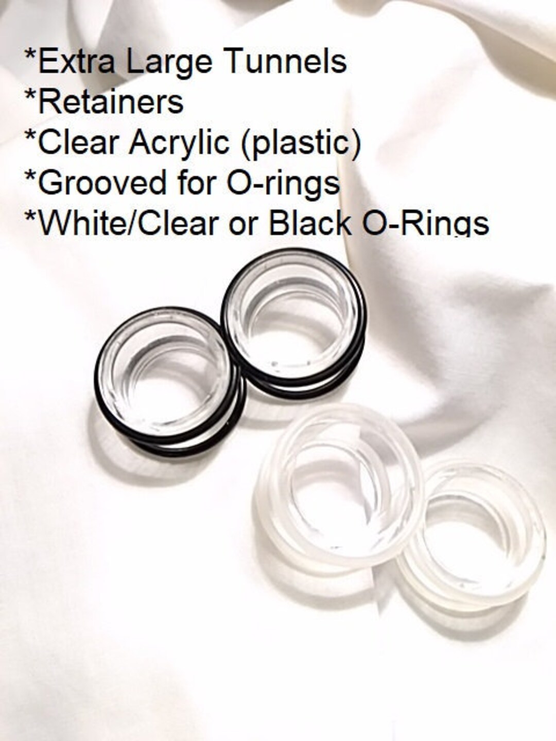 13/16 Inch Extra Large Ear Tunnel Retainer Clear W Black - Etsy