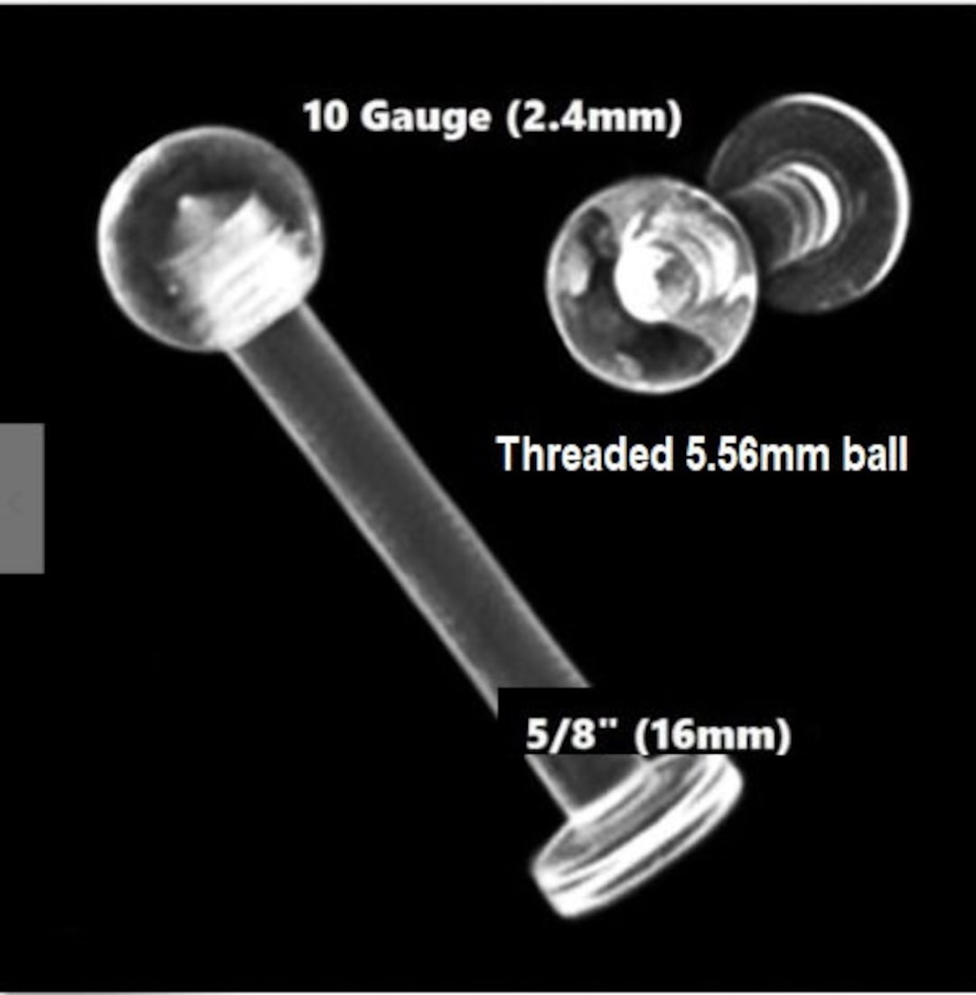 10 Gauge Tongue Retainer Medical Jewelry Clear Acrylic Tongue Barbell ...