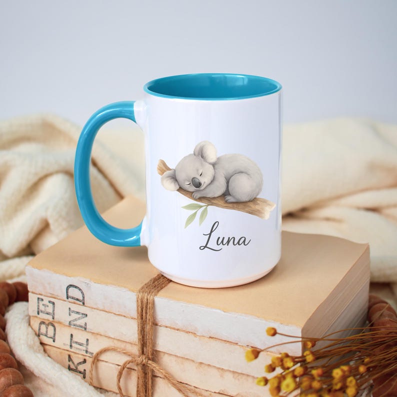 Personalized Koala Name Mug, Custom Animal Coffee Cup, Nature Wildlife ...
