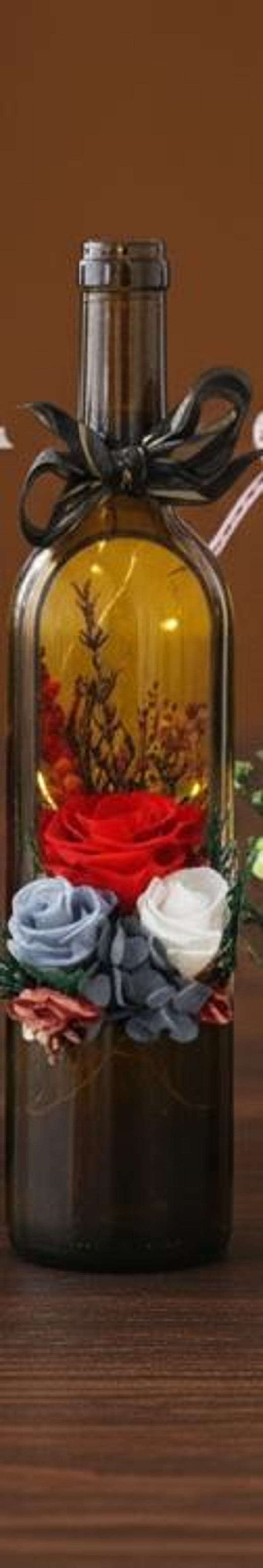 100% Real Preserved Rose Wishing Bottle With Wooden Gift Box | Eternal ...