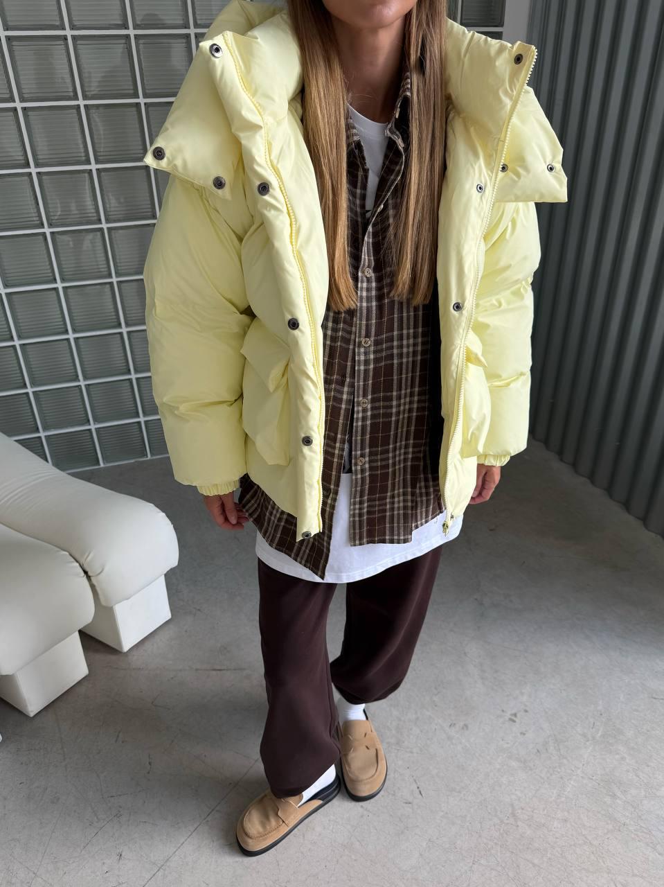 Yellow Short Puffer Jacket – Glossy Cropped Winter Coat With Removable ...