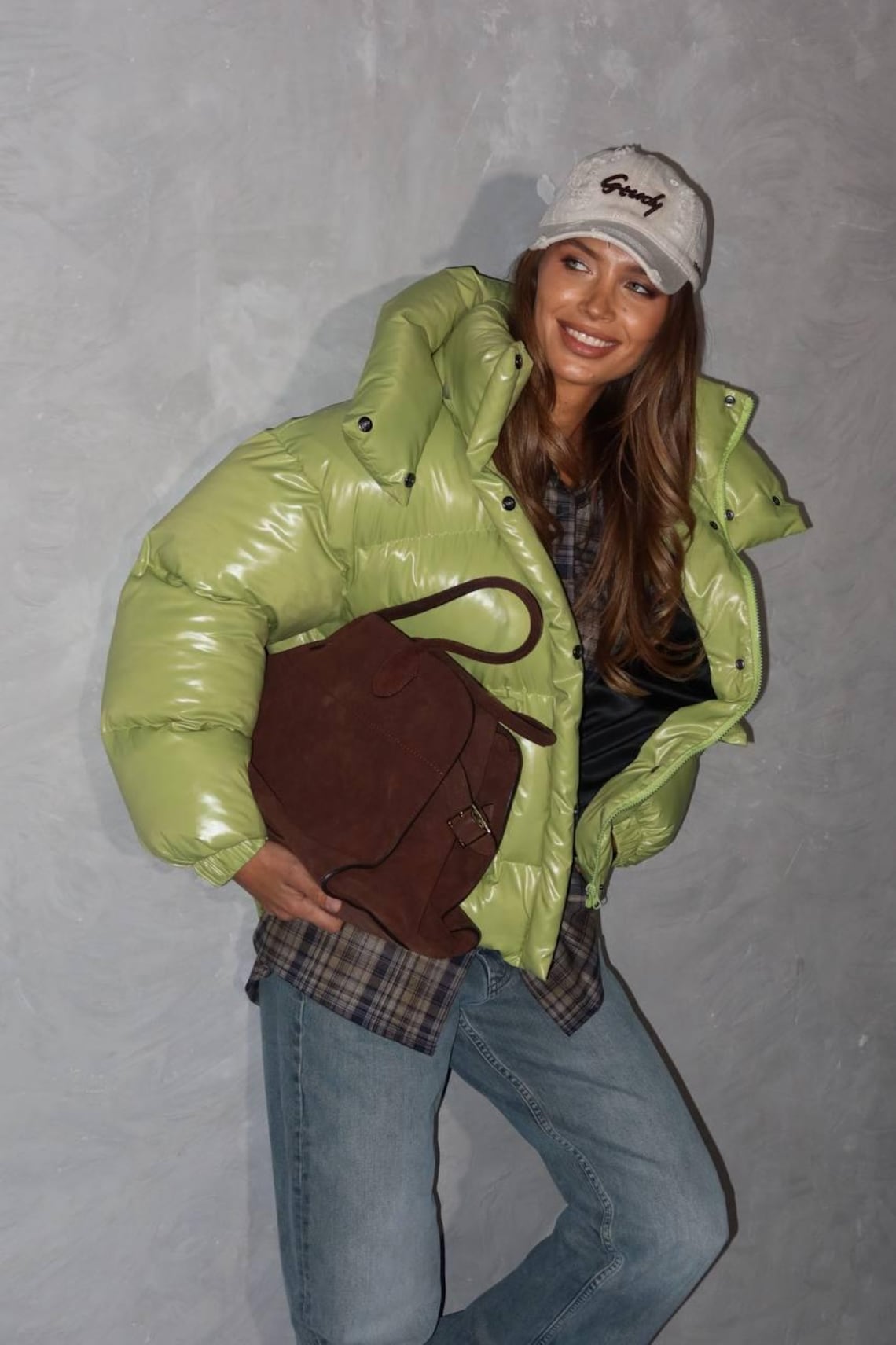 Light Green Glossy Short Puffer Jacket – Winter Cropped Coat With ...