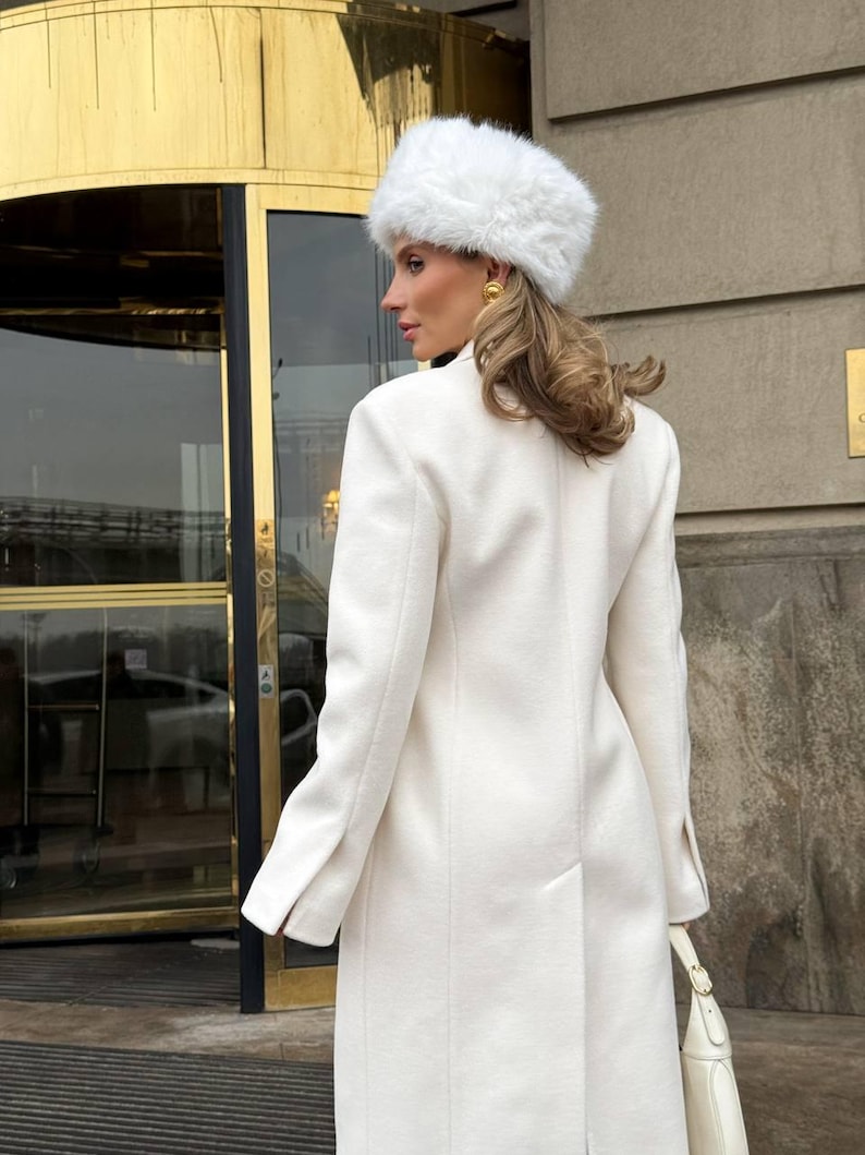 Wool Milk Elegant Long Coat, Women’s Classic Overcoat - Etsy