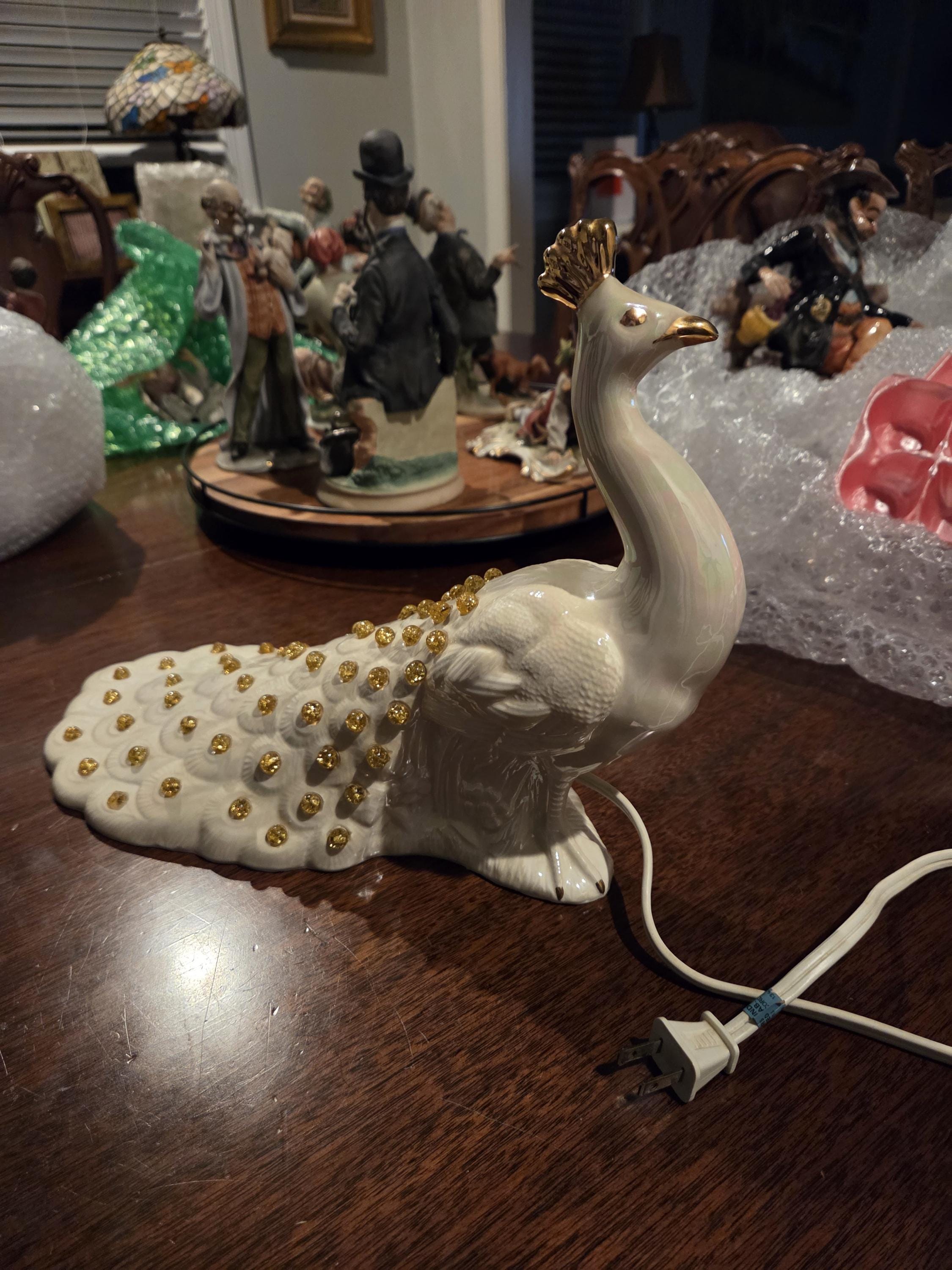 Capodimonte Lighted Peacock With Swarovski Crystals - Etsy