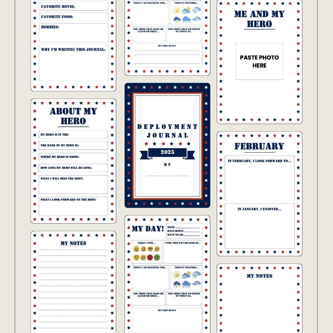 Military Kids Deployment Journal: Hero Pages, Prompts (digital ...