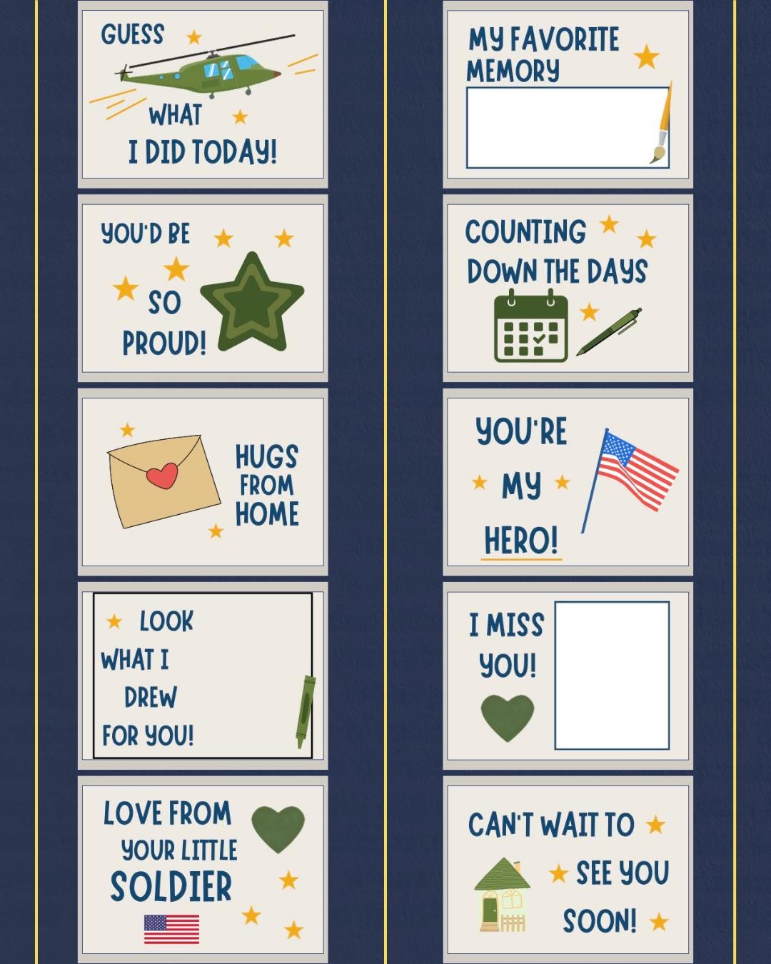 Printable Postcards Set of 10 | Military Family Support Cards | Digital ...