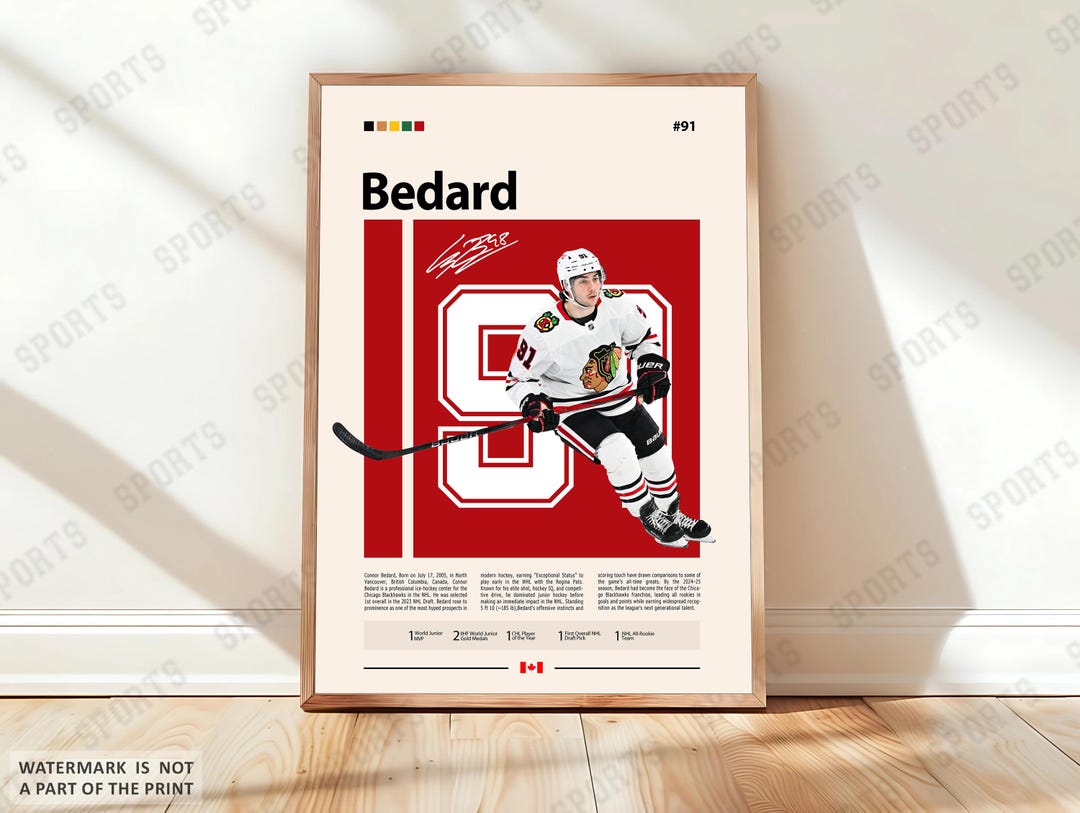 Connor Bedard Poster, Sports Poster, Hockey Fans, Hockey Wall Art ...