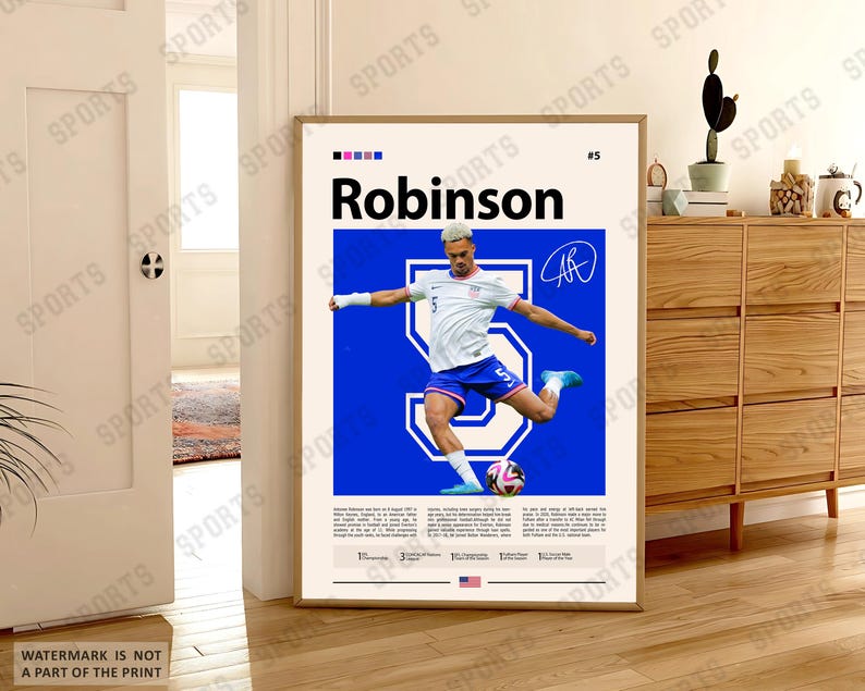 Antonee Robinson Poster, Fulham FC Print, Football Poster, Sports ...