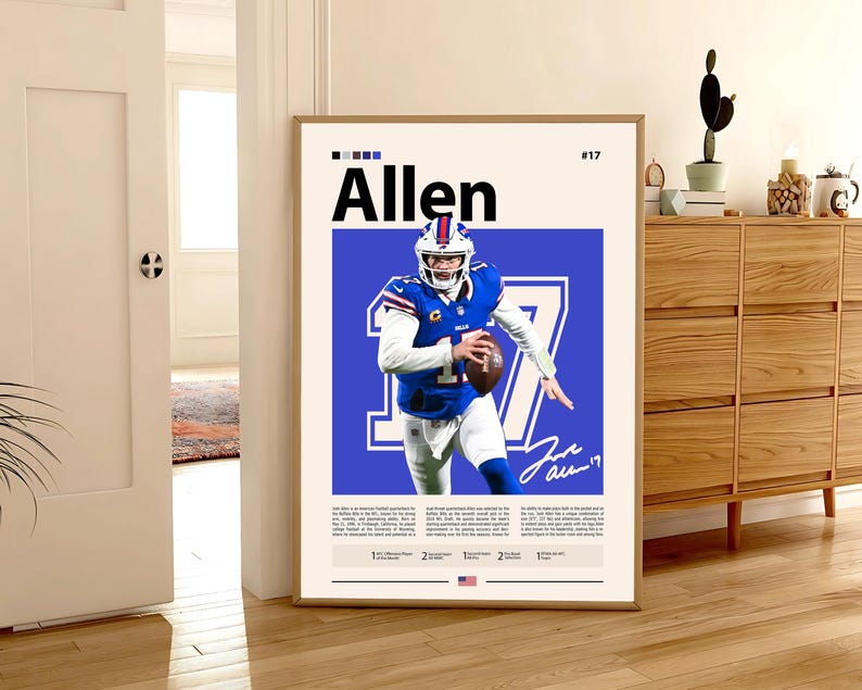 Josh Allen Poster, Buffalo Bills Poster, NFL Poster, Sports Poster, NFL ...