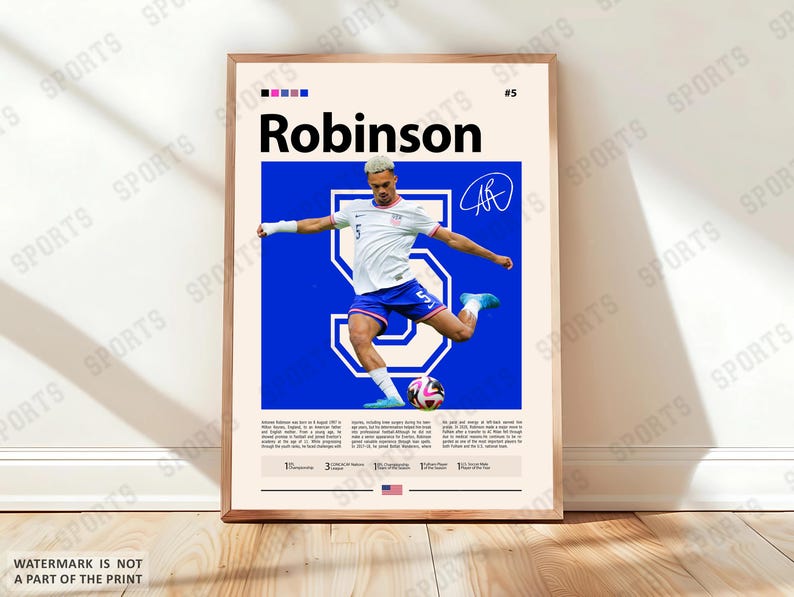 Antonee Robinson Poster, Fulham FC Print, Football Poster, Sports ...