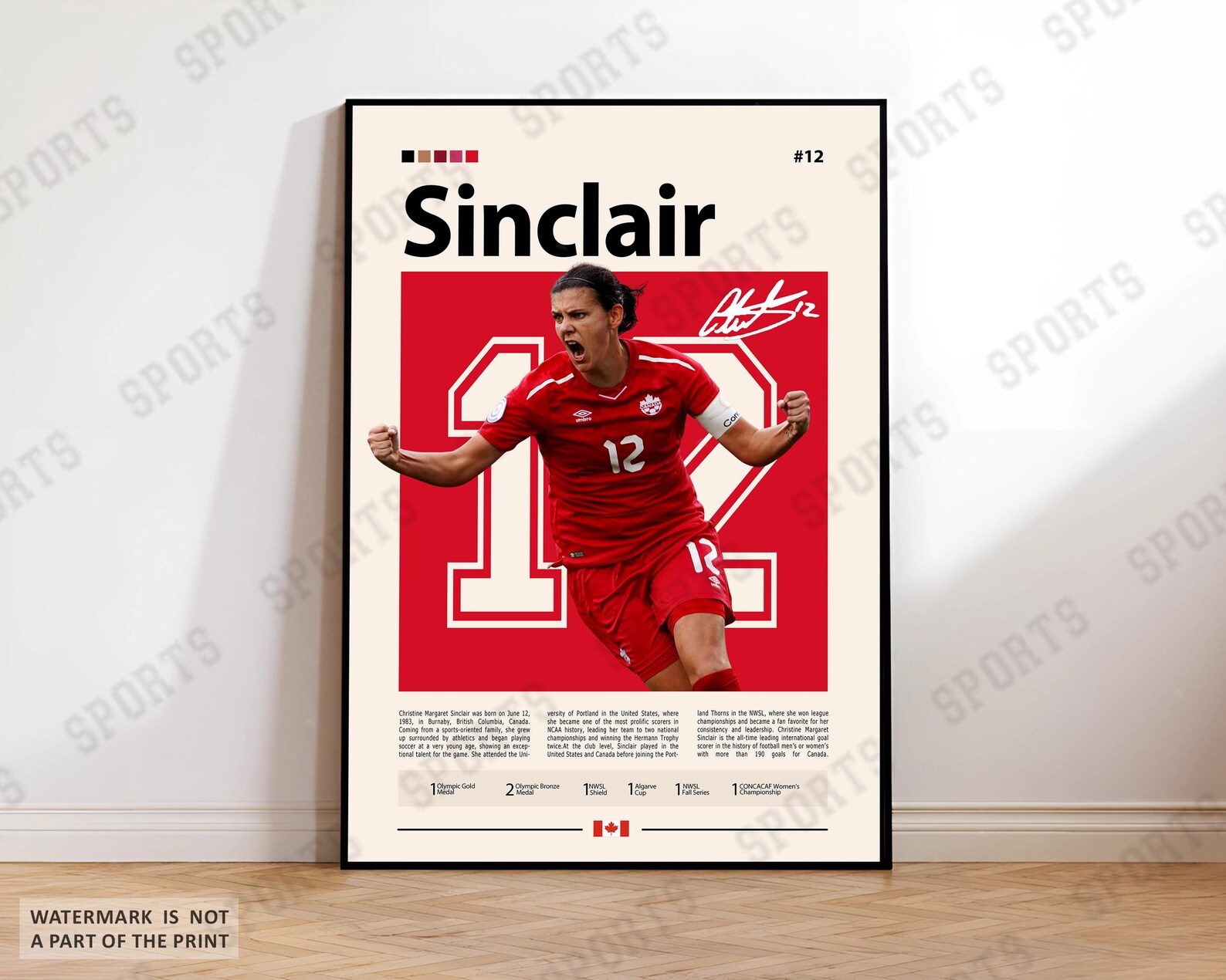 Christine Sinclair Poster, Canada Soccer Print, Football Poster, Sports ...
