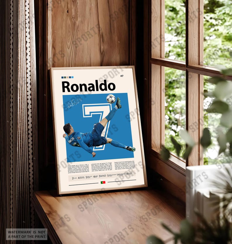 Cristiano Ronaldo Poster, Soccer Gifts, Sports Poster, Football Poster ...