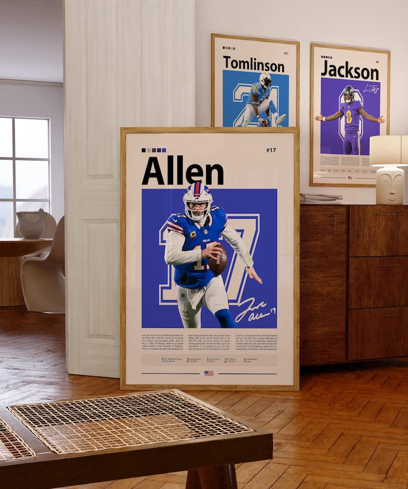 Josh Allen Poster, Buffalo Bills Poster, NFL Poster, Sports Poster, NFL ...