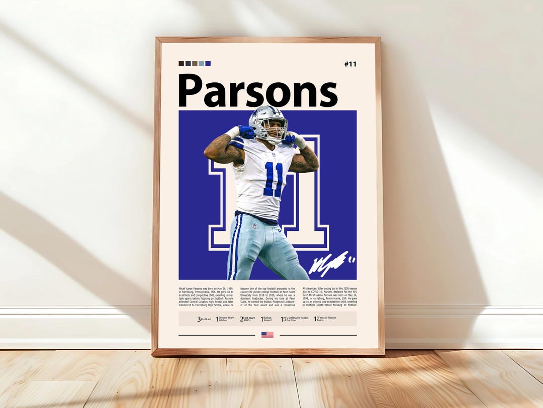 Micah Parsons Poster, Dallas Cowboys Print, NFL Poster, Sports Poster ...