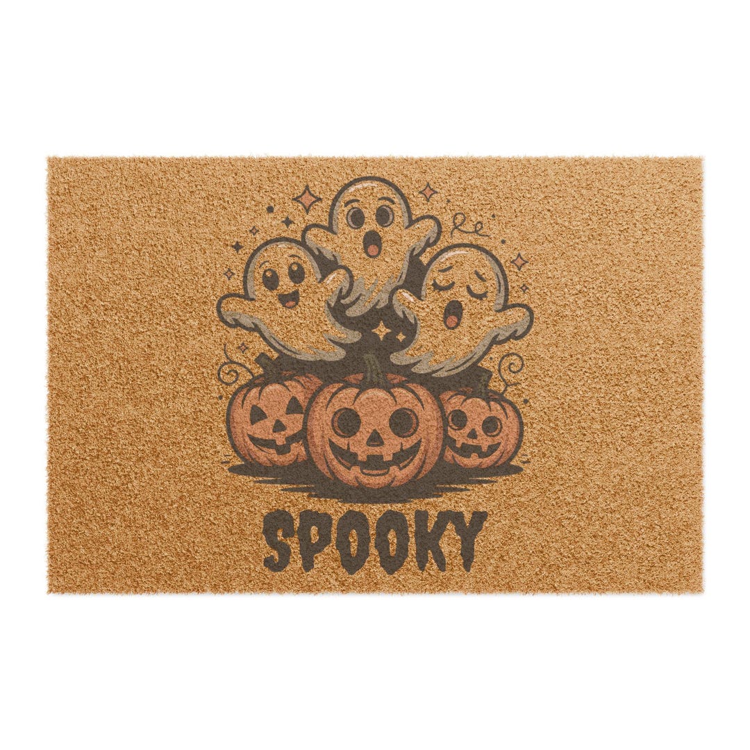 Spooky Halloween Doormat: Ghost & Pumpkin Coconut Coir Entry Rug - Etsy