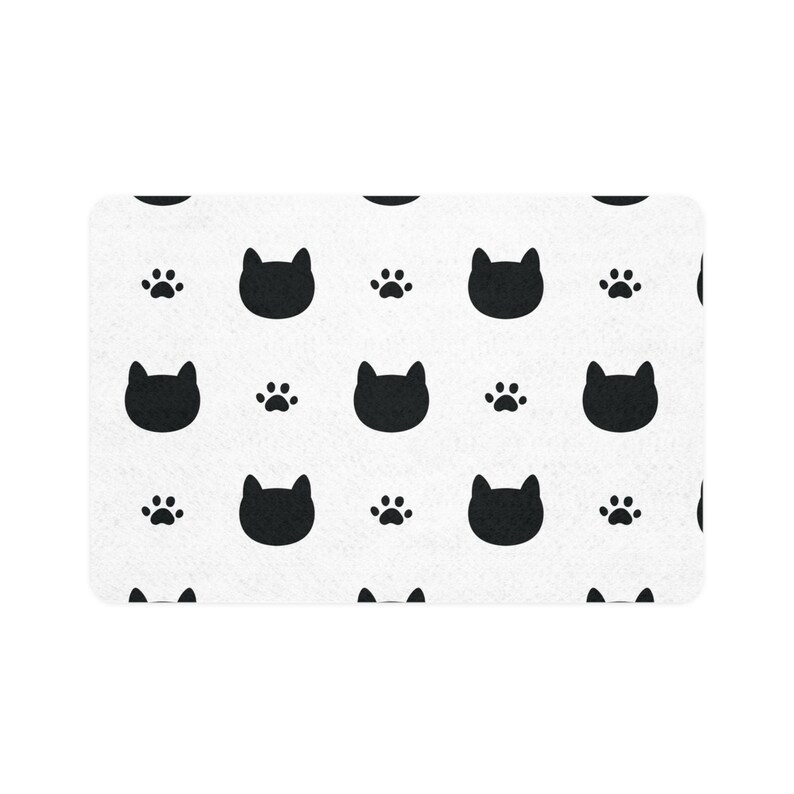 Modern Pet Food Mat: Kitty Paw Print Design, Anti-slip Polyester - Etsy