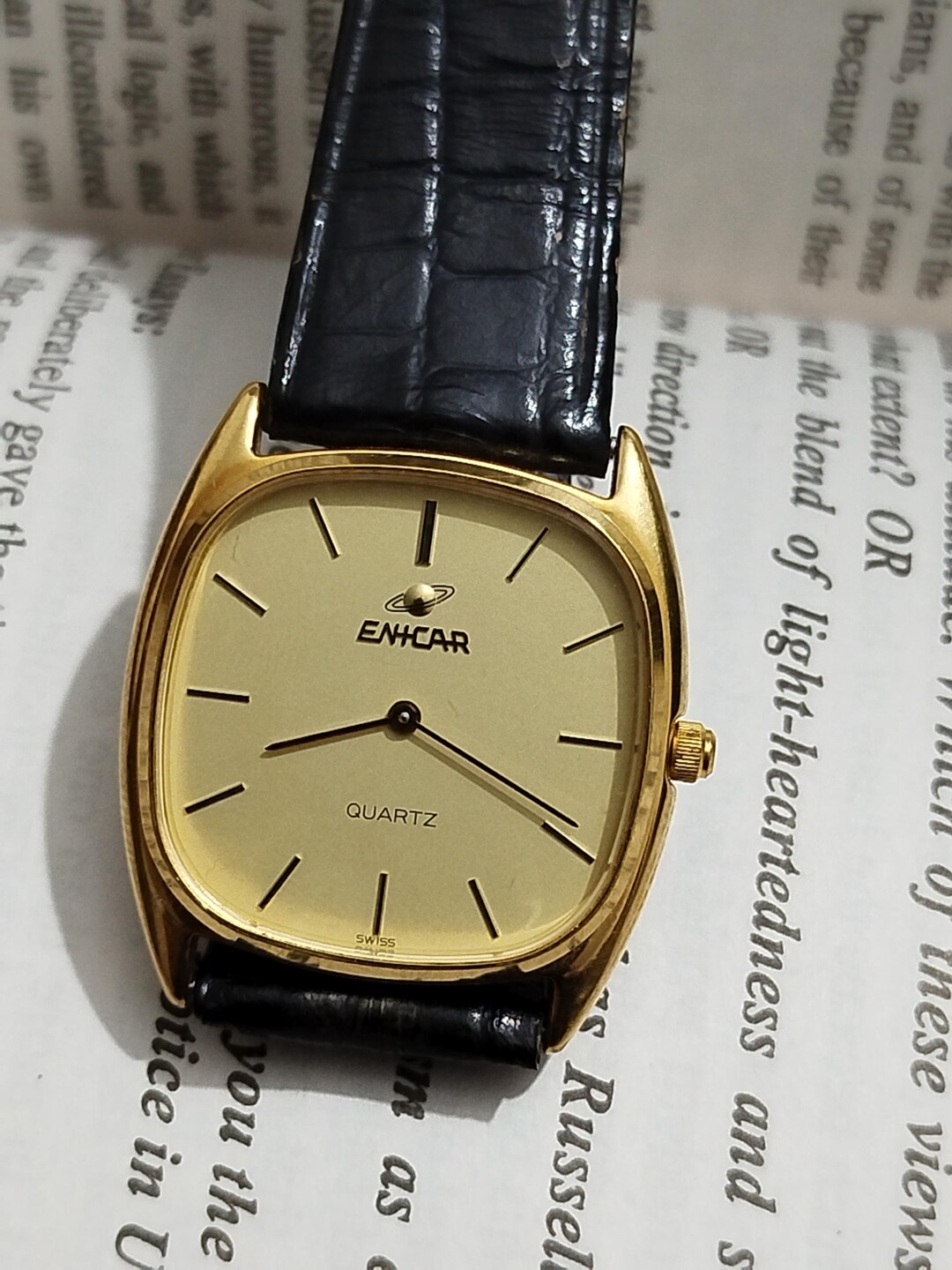Vintage Enicar Quartz 579 020 Gold Plated Golden Champagne Dial 33MM ...
