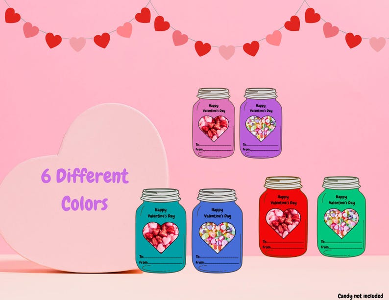 Valentine’s Jar Printable | Candy Jar Valentine Tag | Kids Classroom ...