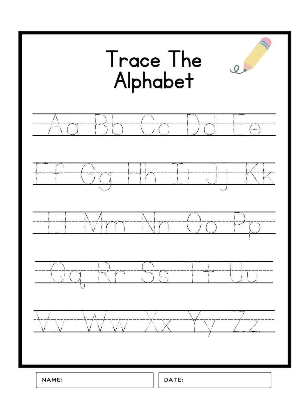 Trace the Alphabet Kids Printable Worksheets - Etsy