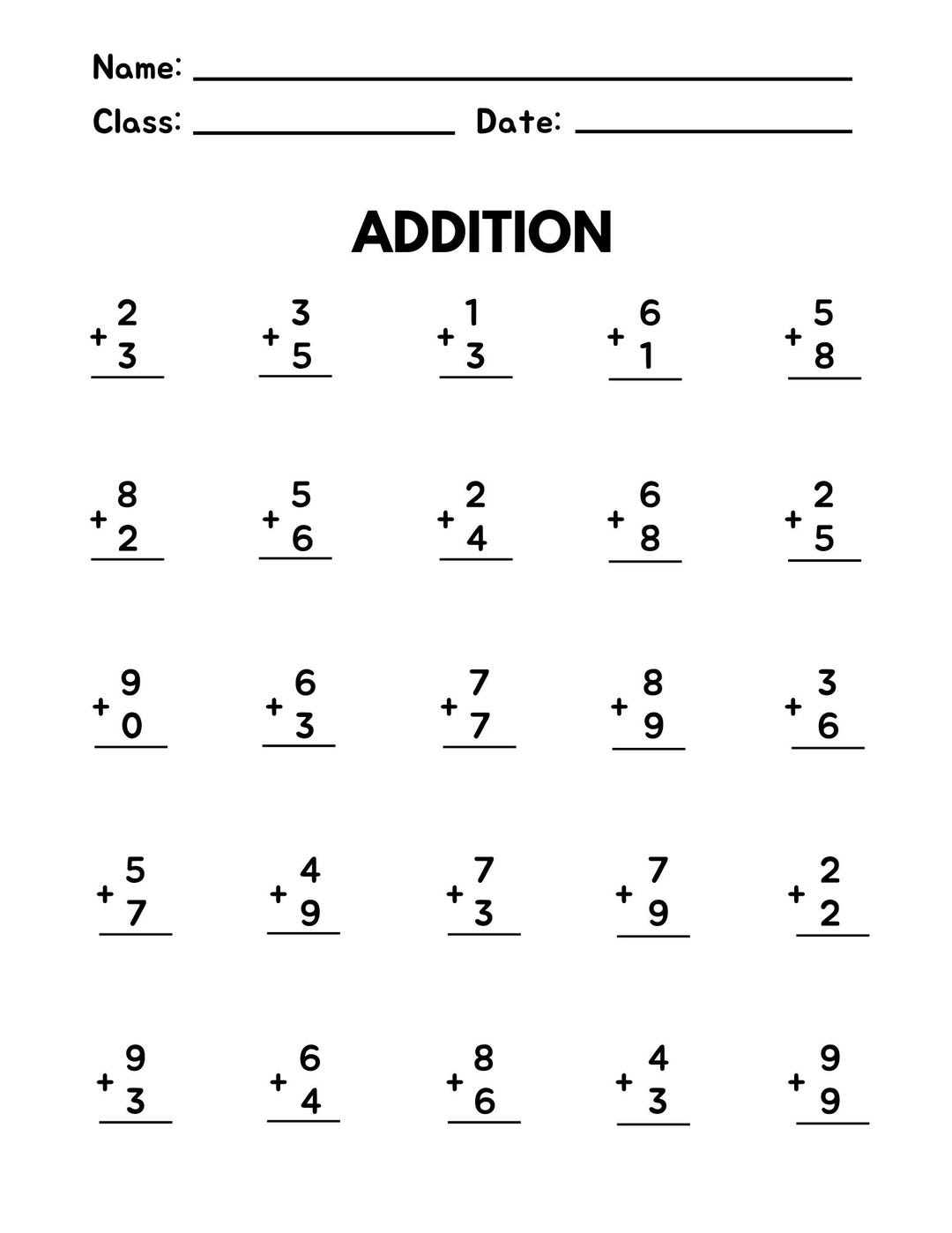 Printable Addition Practice Pages Kindergarten & First Grade Math ...