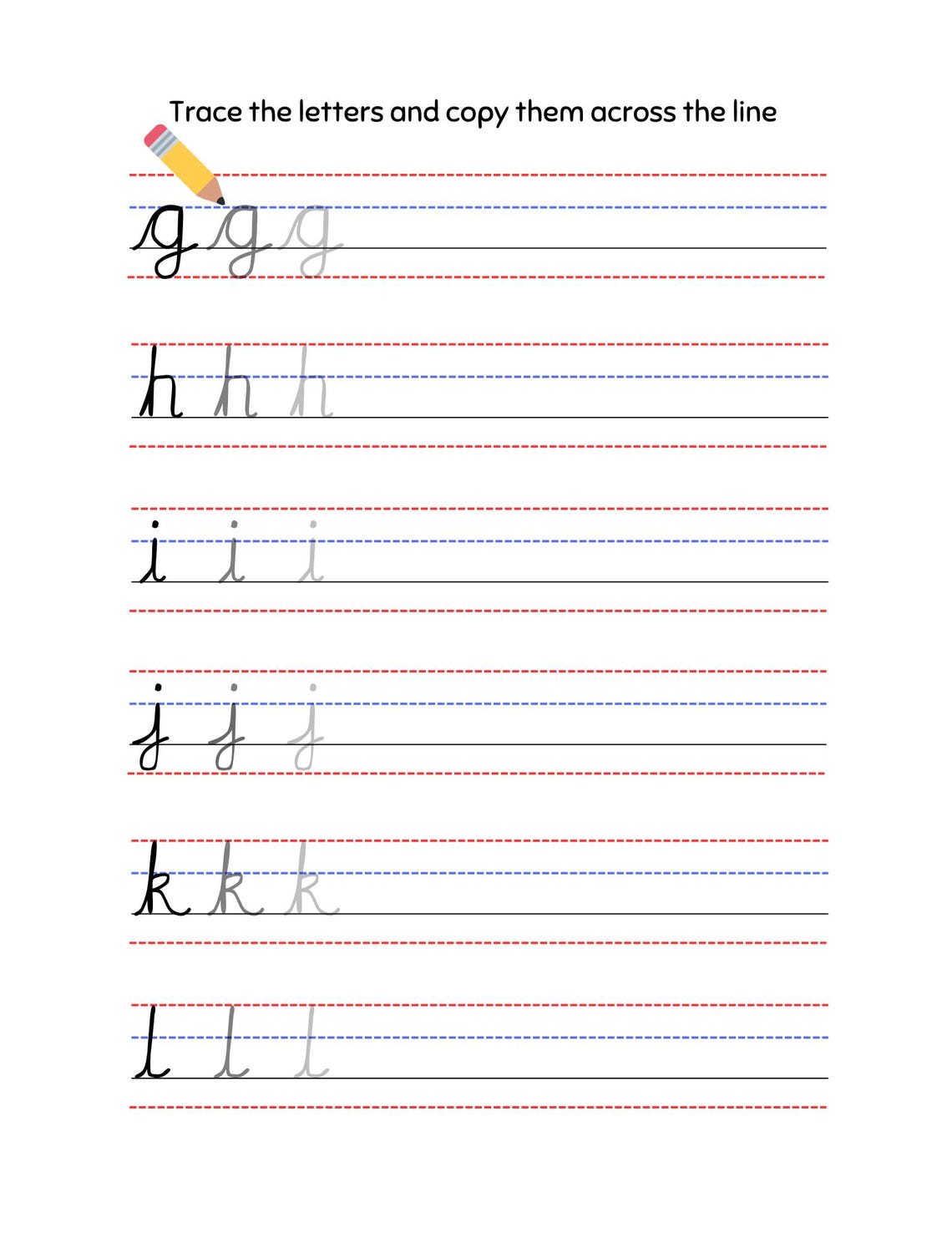 Cursive Handwriting Practice Sheets A–Z | Printable Alphabet Tracing ...