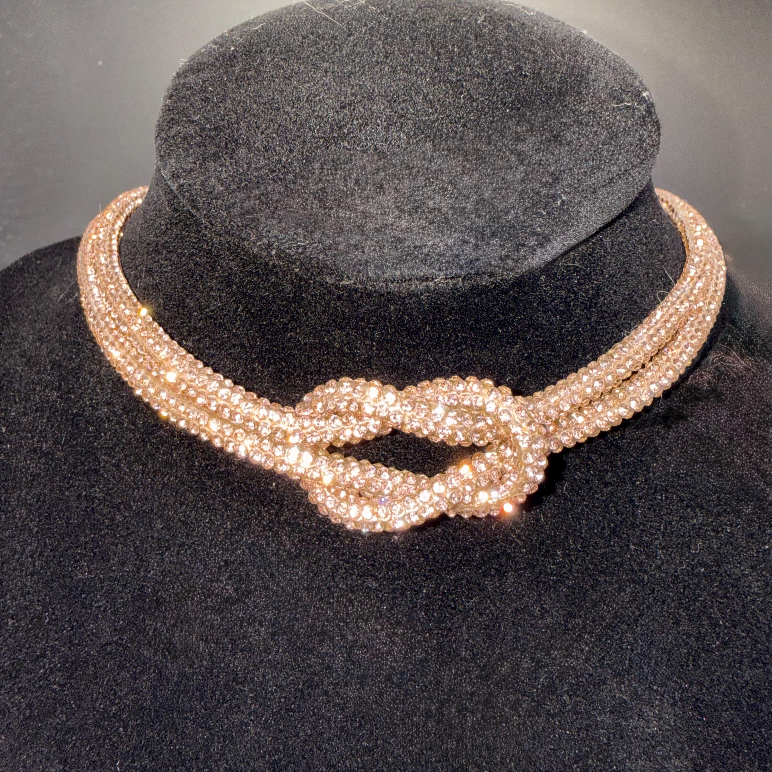 Handmade Rhinestone Knot Choker | Silver Rope Necklace - Etsy